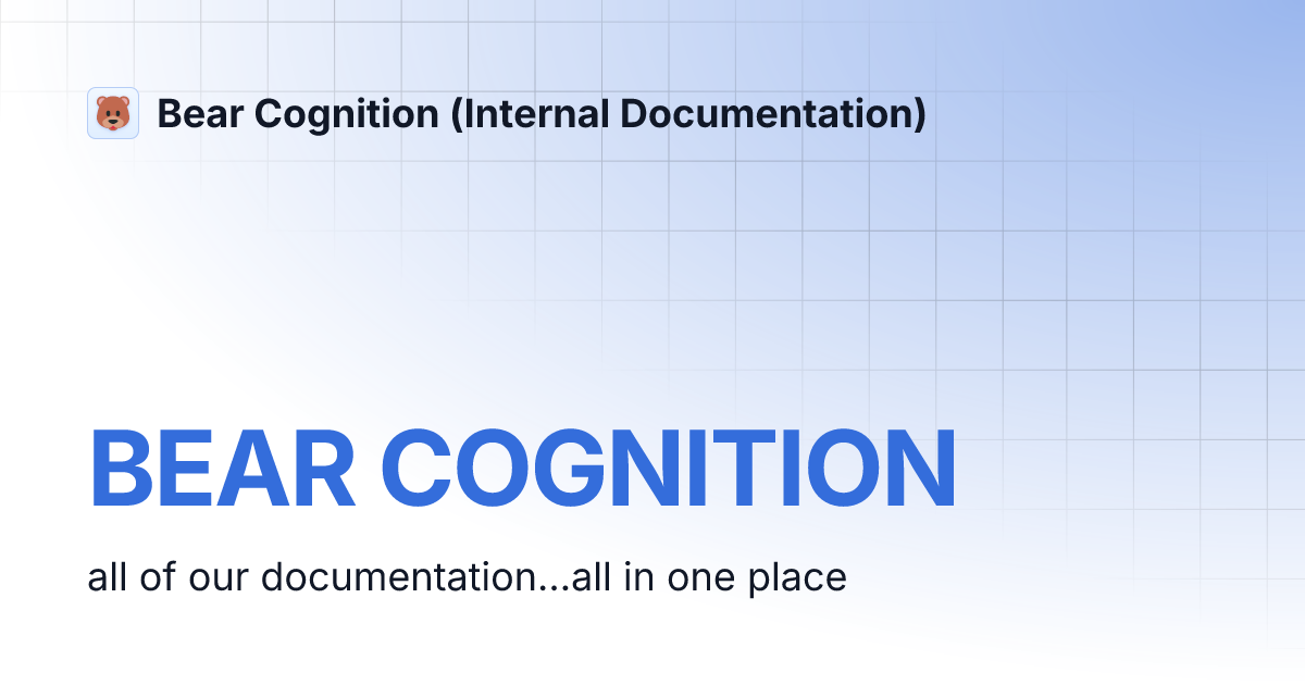 BEAR COGNITION | Bear Cognition (Internal Documentation)